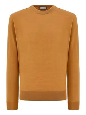 Canali Nuvola Seamless Merino Wool Crew Neck Yellow