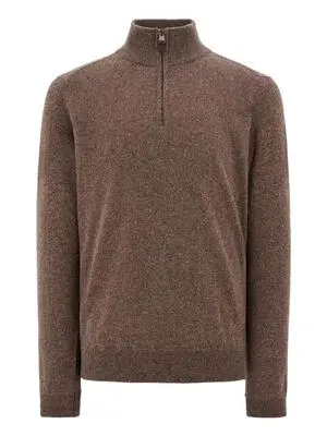 Canali Wool, Viscose, And Silk Blend Mock Neck - Brown