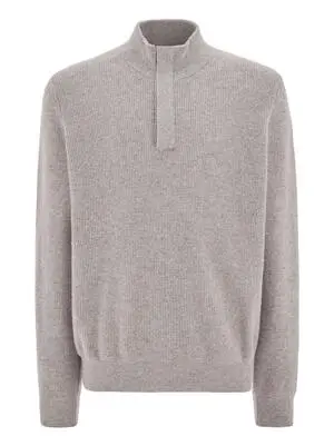 Canali Wool And Cashmere Mock Neck Sweater - Grey
