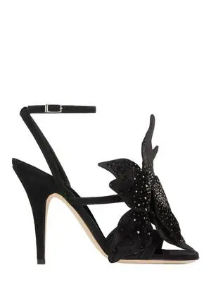 GIUSEPPE ZANOTTI 105mm Florant Embellished Floral Ankle-strap Sandals - Black