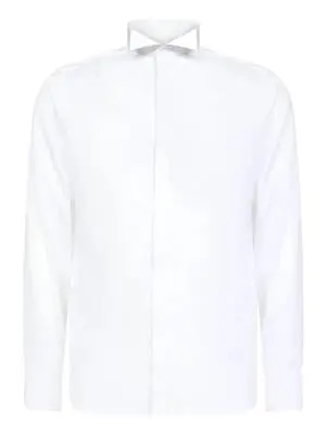 D4.0 Button Placket Wing Collar Shirt - White