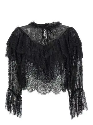 Rixo Faryn Ruffled Lace Blouse - Black