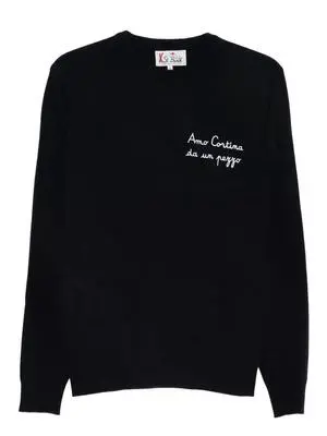 MC2 SAINT BARTH Embroidered Crew Neck Sweater Black