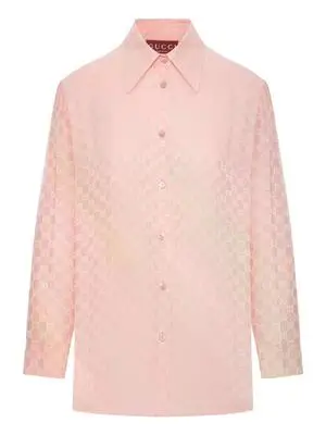 Gucci Gg-jacquard Silk Shirt - Pink