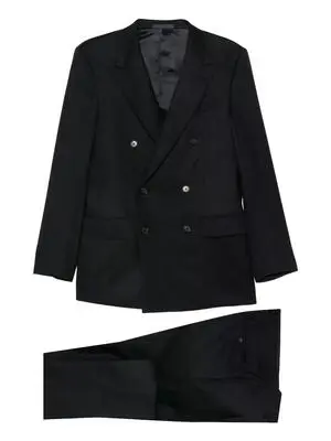 Caruso Double-breasted Suit - Black