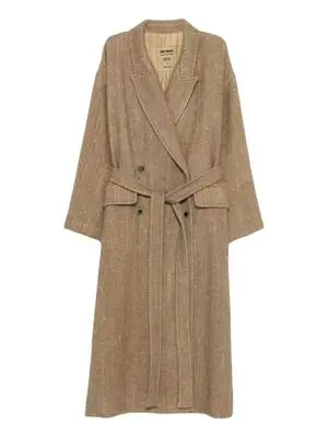 UMA WANG Double-breasted Belted Coat - Brown
