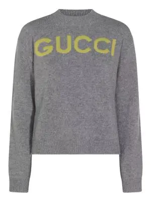Gucci Intarsia-knit Logo Sweater - Grey