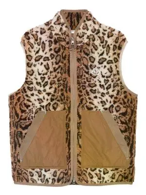 Moncler Animal-print Gilet - Brown