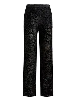 Etro Velvet Floral Trousers - Black