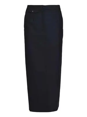 SOLOTRE Button Pocket Midi Skirt - Blue