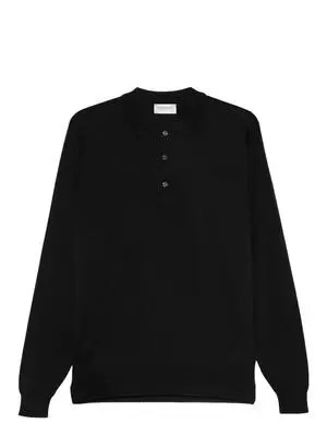 John Smedley Long-sleeved Polo Shirt - Black
