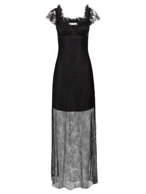 Nina Ricci Satin Lace Maxi Dress - Black