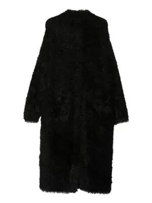 Emporio Armani Fur-effect Oversized Coat - Black