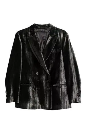 Emporio Armani Pinstripe Double-breasted Jacket - Black