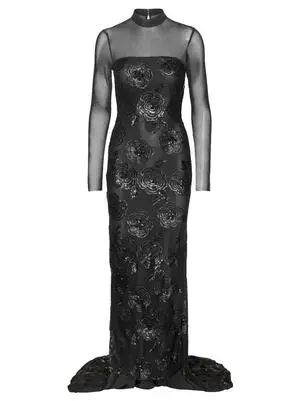 Remain Birger Christensen Sequin Floral-embellished Maxi Dress - Black