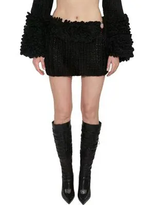 MISBHV Knitted Mini Skirt With Logo Hardware - Black