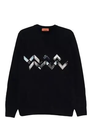 Missoni Zigzag-detail Wool Sweater - Blue