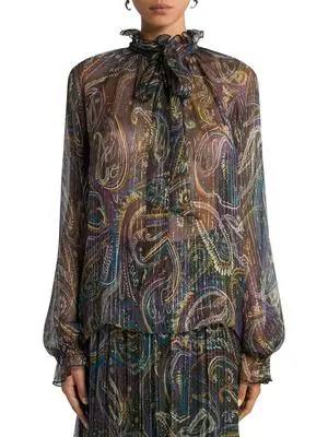 Etro Paisley Silk Blouse - Purple
