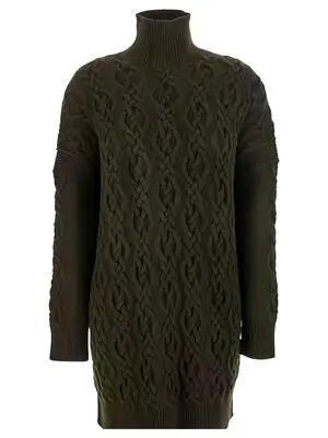 Max Mara Cable Knit Roll-neck Dress - Green
