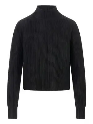 Max Mara Ribbed Funnel-neck Sweater - Black