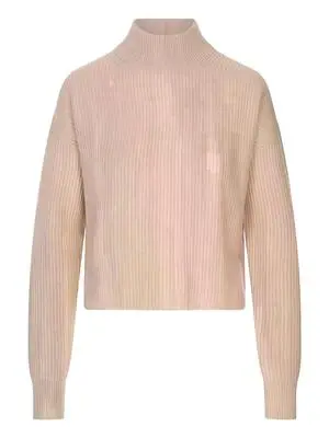 Max Mara Ribbed Funnel Neck Sweater - Neutrals