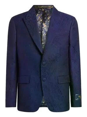 Etro Jacquard Paisley Single-breasted Jacket - Blue