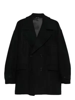 LES HOMMES Logo-plaque Pea Coat - Black