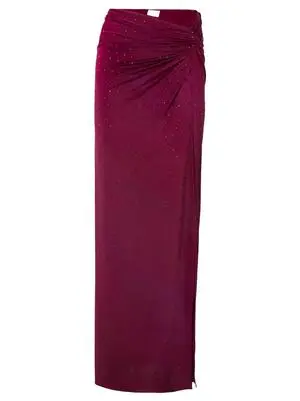Andamane Zohra Crystal Draped Maxi Skirt - Red