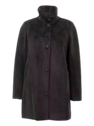 RRD Buttoned High-neck Coat - Brown