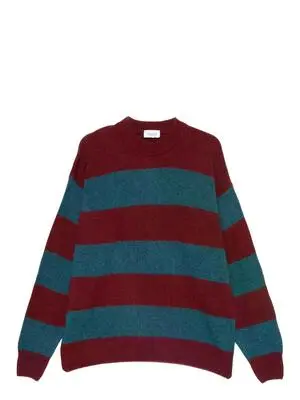 AMISH Striped Crew Neck Sweater - Red