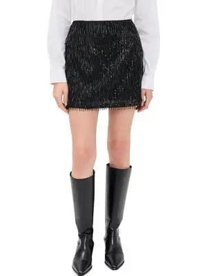 Cinq À Sept Leia Sequin-embellished Fringe Mini Skirt - Black
