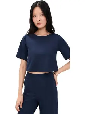 RIPLEY RADER Ponte Knit Short Sleeve Top - Navy
