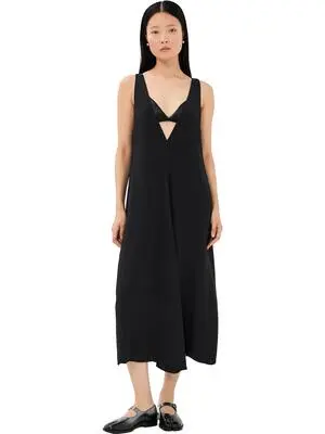 Tibi 4-ply Silk V-neck Midi Dress With Bralette - Black