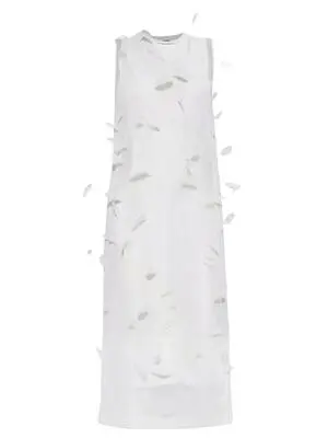 JIL SANDER Silk Dress With Feather Detail - White
