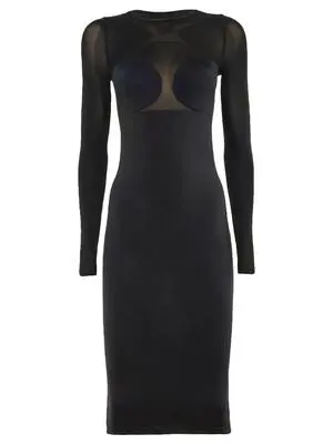 Wolford Sheer-paneled Long-sleeve Midi Dress - Black
