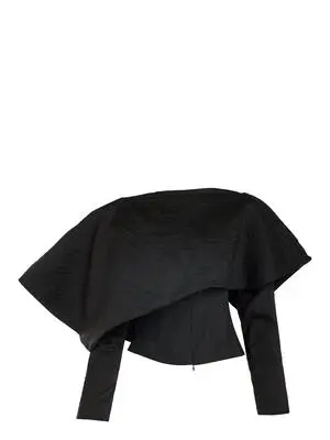 A.W.A.K.E. MODE Flax-Blend Top With Folded Collar