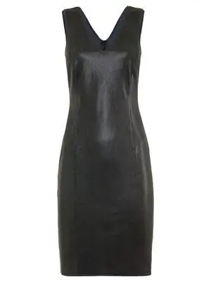 Wolford V-neck Leather Mini Dress - Black