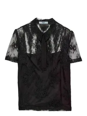 Prada Lace Polo Top - Black