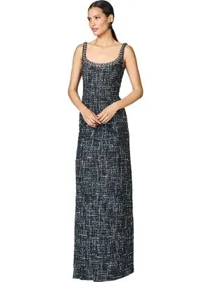 Sachin & Babi Embellished Tweed Lana Gown Obsidian Frost