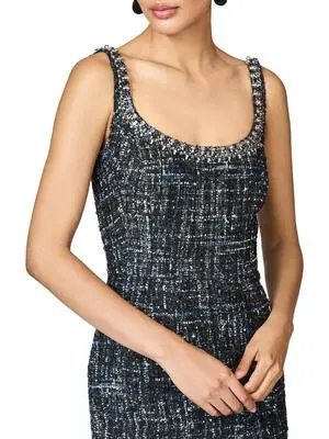 Sachin & Babi Embellished Tweed Lana Gown - Obsidian Frost
