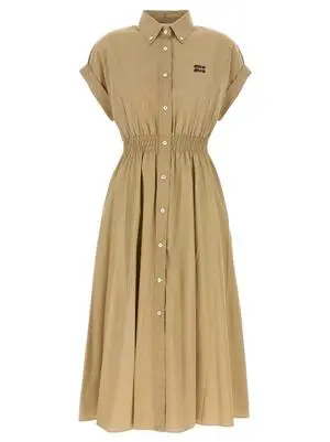 Miu Miu Poplin Shirt Dress - Beige O Tan