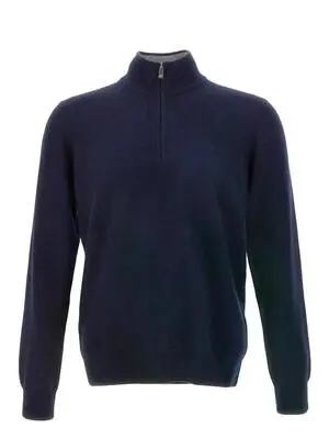 DELLA CIANA Zip Stand-up Collar Sweater - Blue