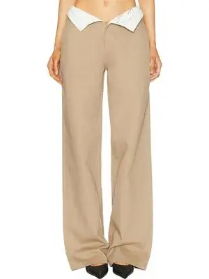 JADE CROPPER Foldover Waist Pant - Beige