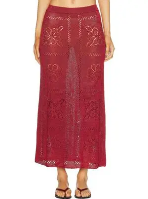 Calle Del Mar Floral Tile Skirt - Oxblood