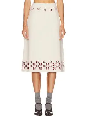 Calle Del Mar Fair Isle Cashmere Skirt - Natural & Oxblood