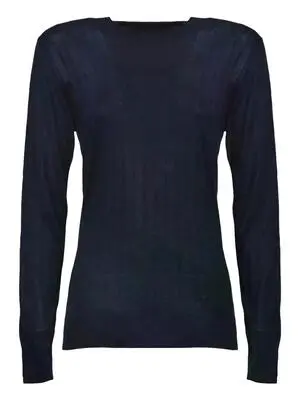 Tagliatore Ribbed Crew Neck Sweater - Blue