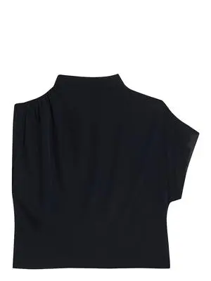 TWP Draped Silk Georgette Blouse - Midnight