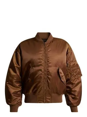 Saint Laurent Satin Bomber Jacket - Brun