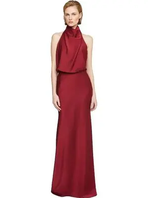 Halston Ada Halterneck Gown - Ruby