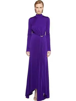 Halston Mya Long Sleeve Jersey Gown - Blue Violet